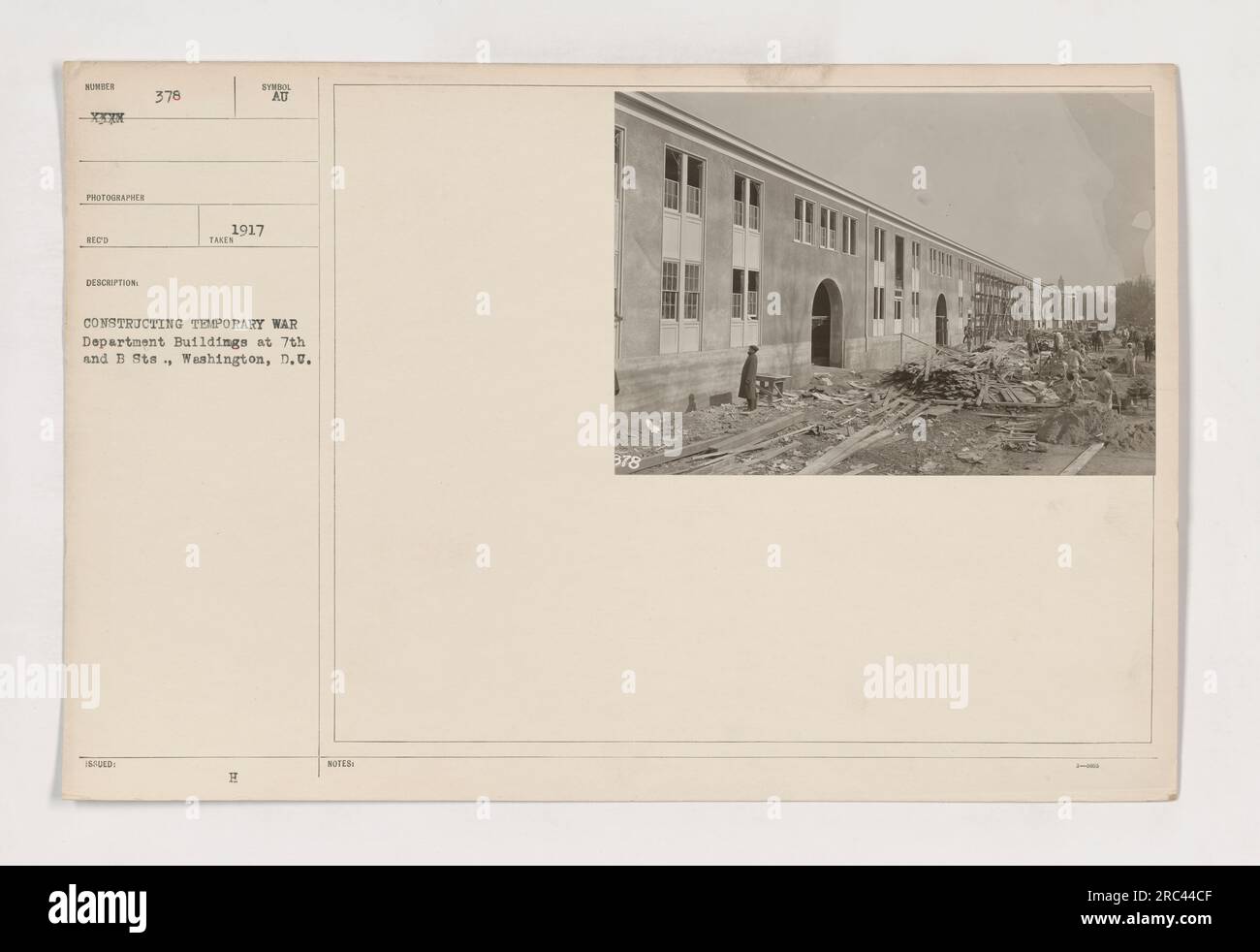 Construction of temporary War Department building at 7th and B Streets ...