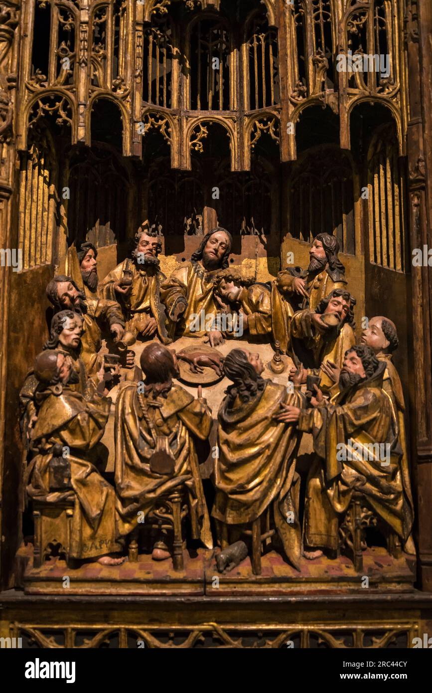 The Last Supper, Wooden medieval altar, Cluny Museum - National Museum of the Middle Ages, Paris ...