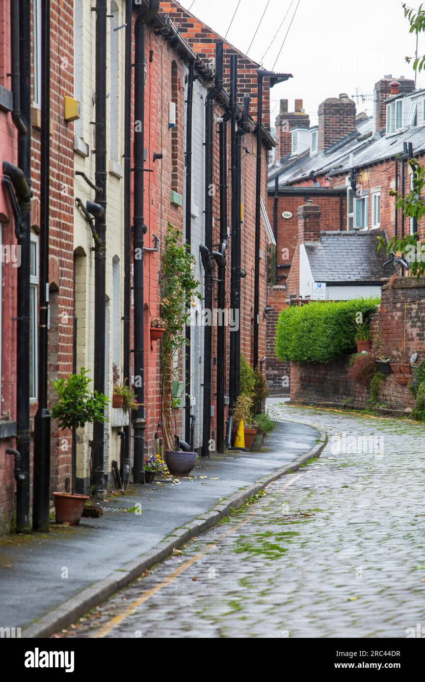 Terrace housing in the Porter Brook area of Ecclessall, Sheffield Stock ...