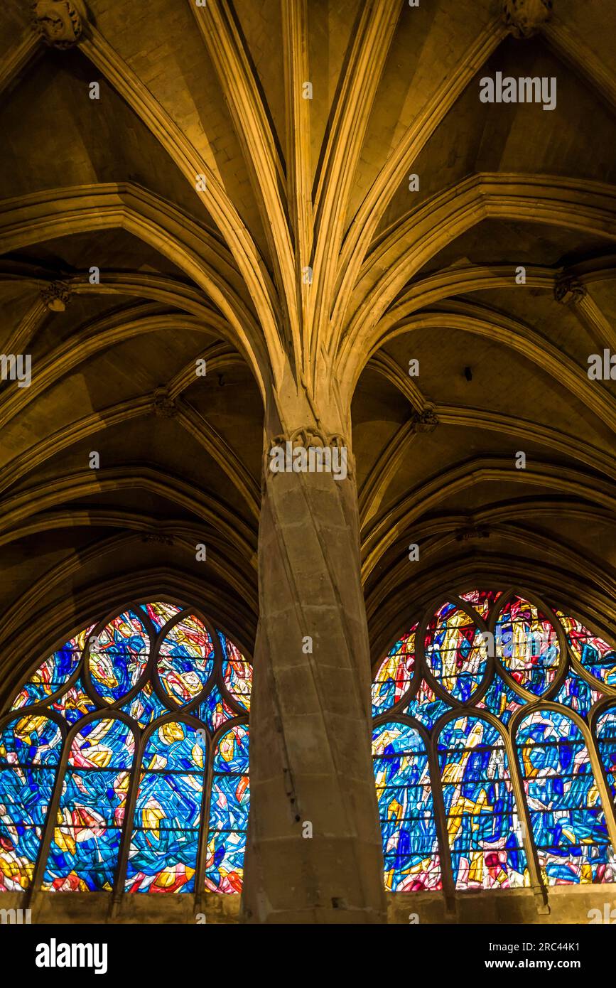 The twisting column in the Deambulatory, Church of Saint-Séverin, a ...