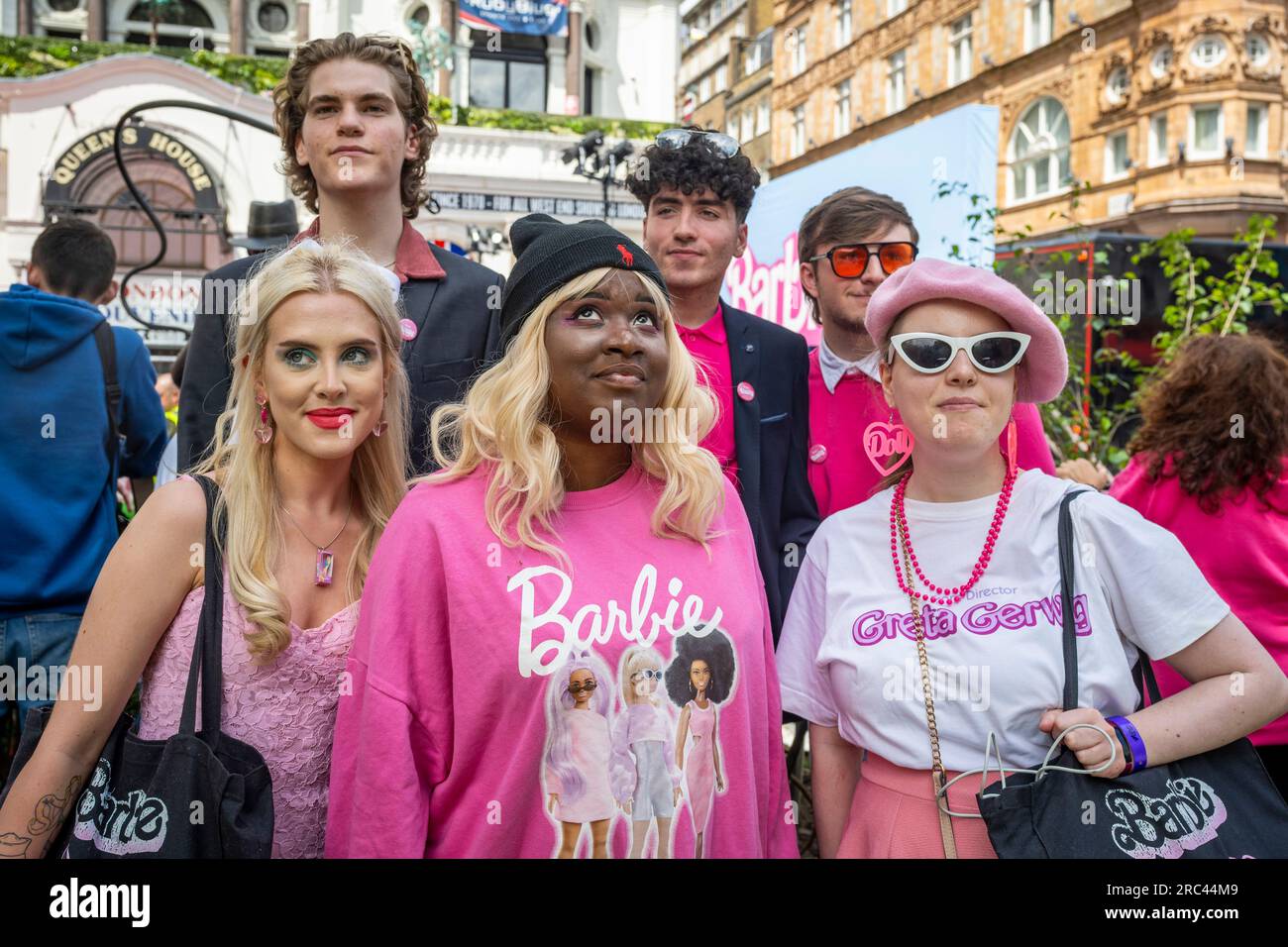 London, UK. 12 July 2023. Barbie fans in Leicester Square ahead of ...