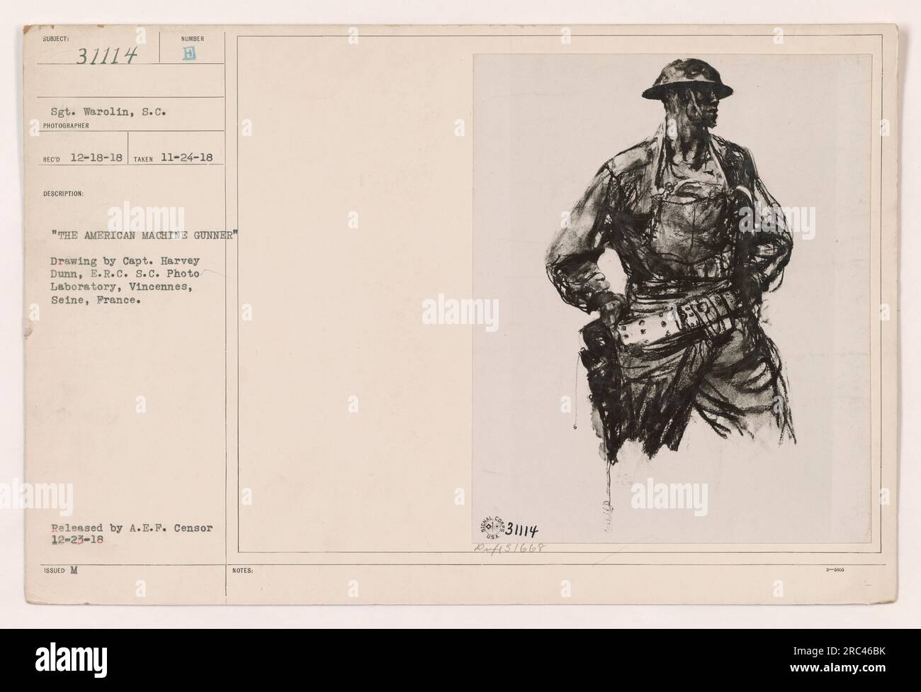 "A drawing titled 'The American Machine Gunner' by Capt. Harvey Dunn, E ...