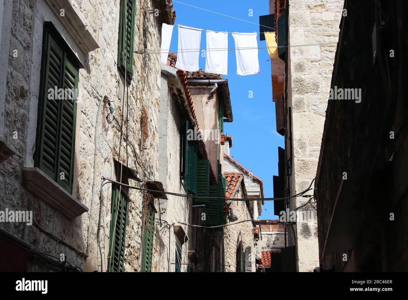 Split, Croatia. Old Town yard in Croatia. Street view with ...