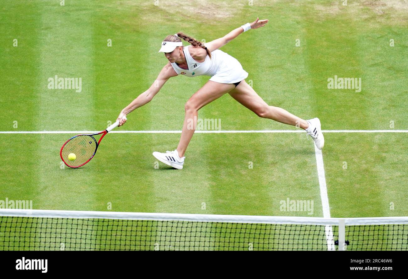 Elena Rybakina in action against Ons Jabeur during their ladies ...