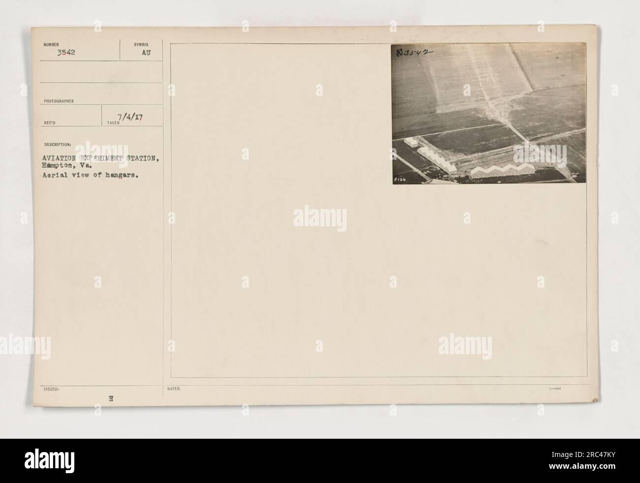 Aerial view of hangars at the Aviation Experiment Station in Hampton ...
