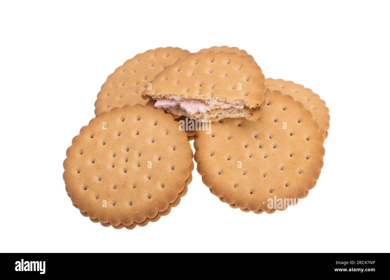 double biscuits with strawberry cream isolated on white background ...