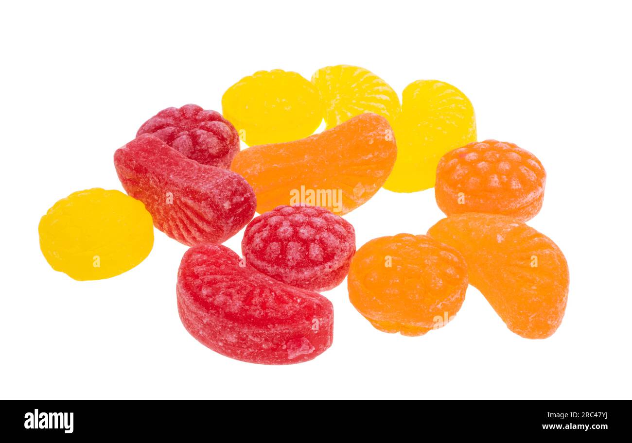 fruit lollipops isolated on white background Stock Photo - Alamy