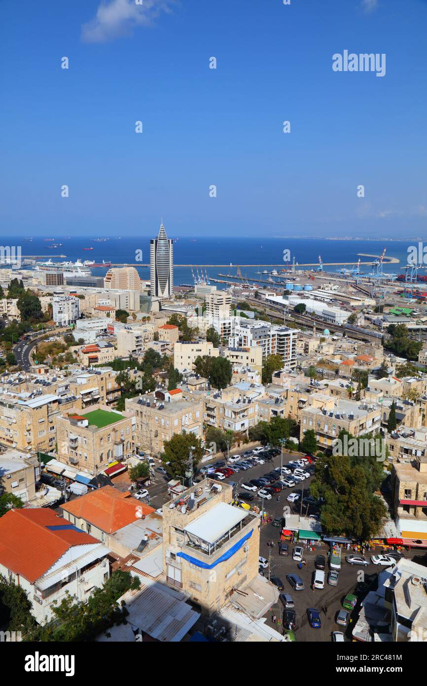 Aerial view of haifa modern port hi-res stock photography and images ...