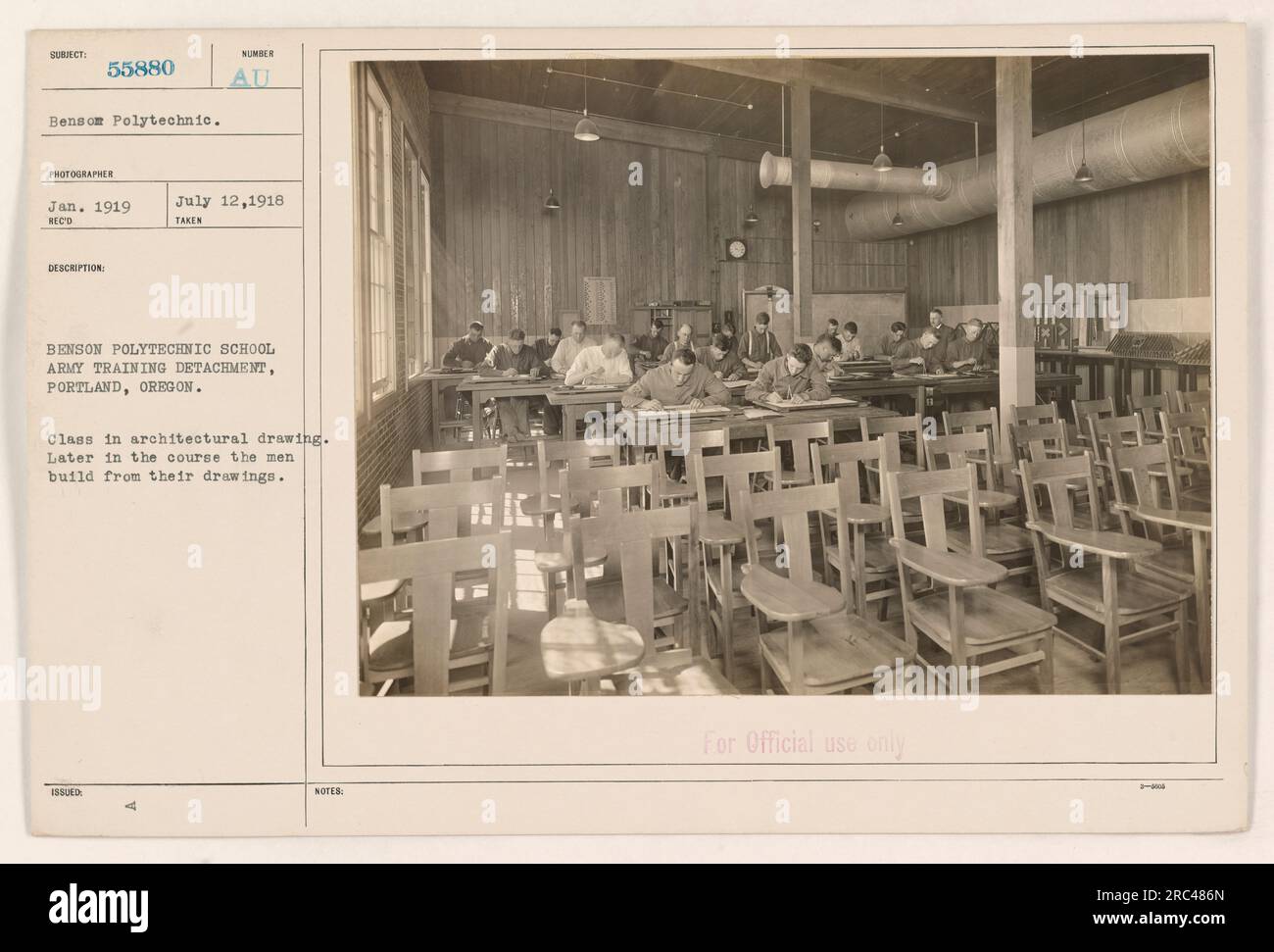 Benson Polytechnic School Army Training Detachment in Portland, Oregon ...