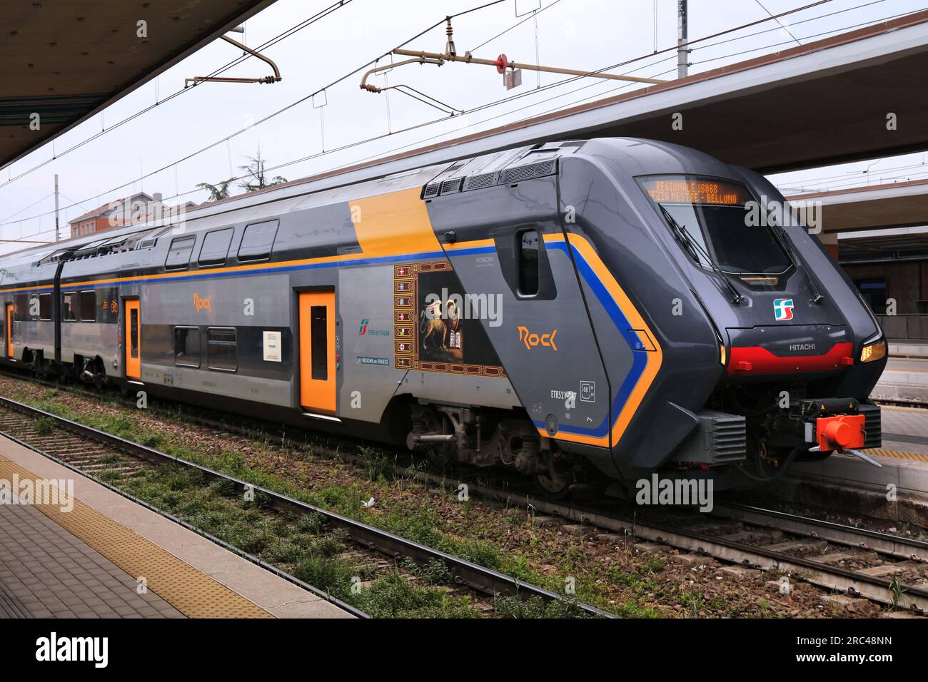 TREVISO, ITALY - MAY 21, 2023: Trenitalia Rock passenger train in Treviso Station, Italy ...