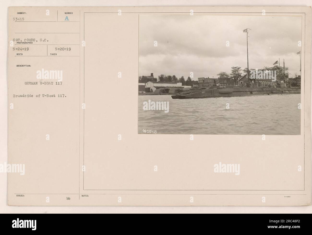 Photograph of German U-Boat 117 taken by 53415 Sgt. Combs on May 24th ...