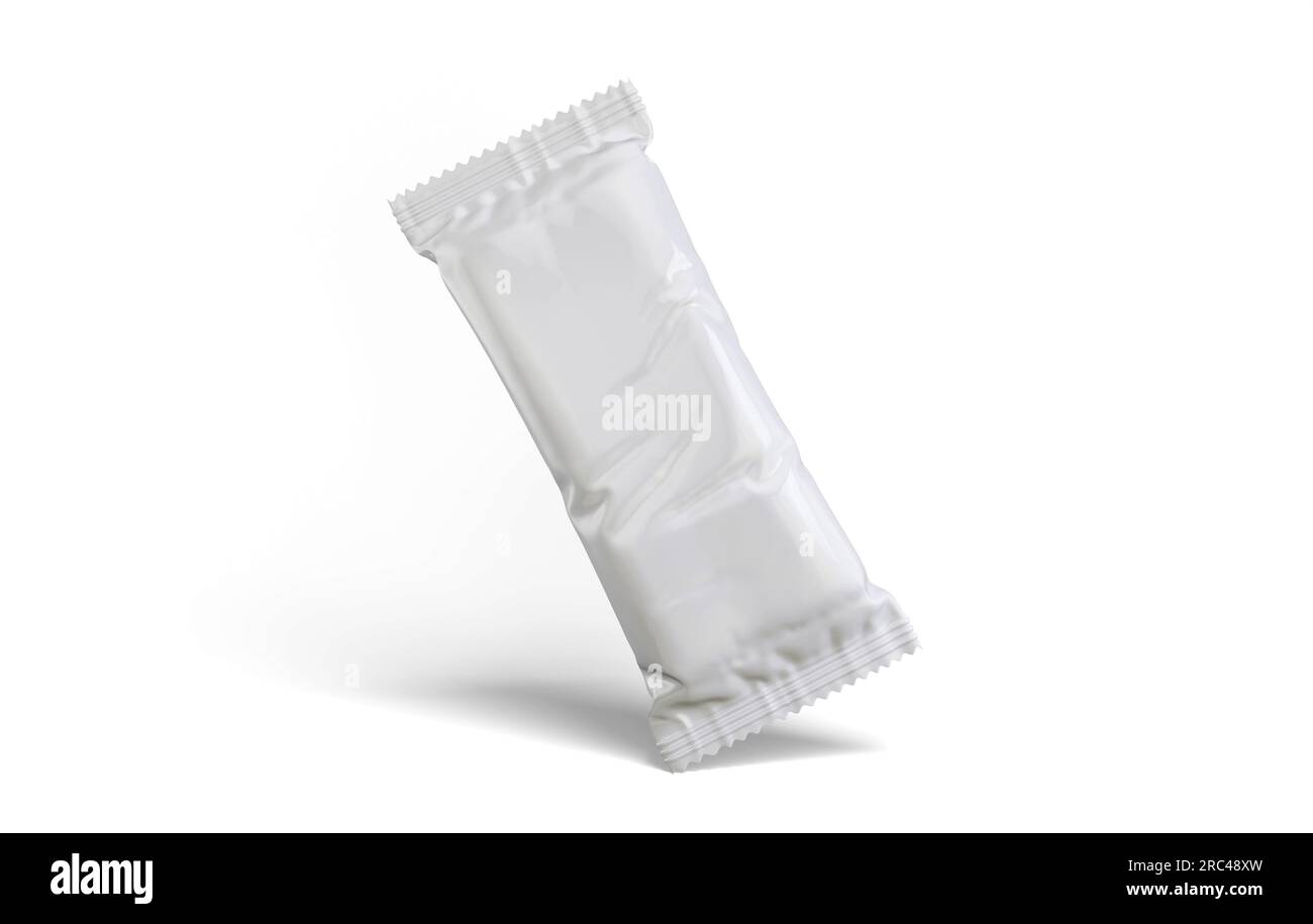 Protein bar package white color rendered with 3D software for using ...