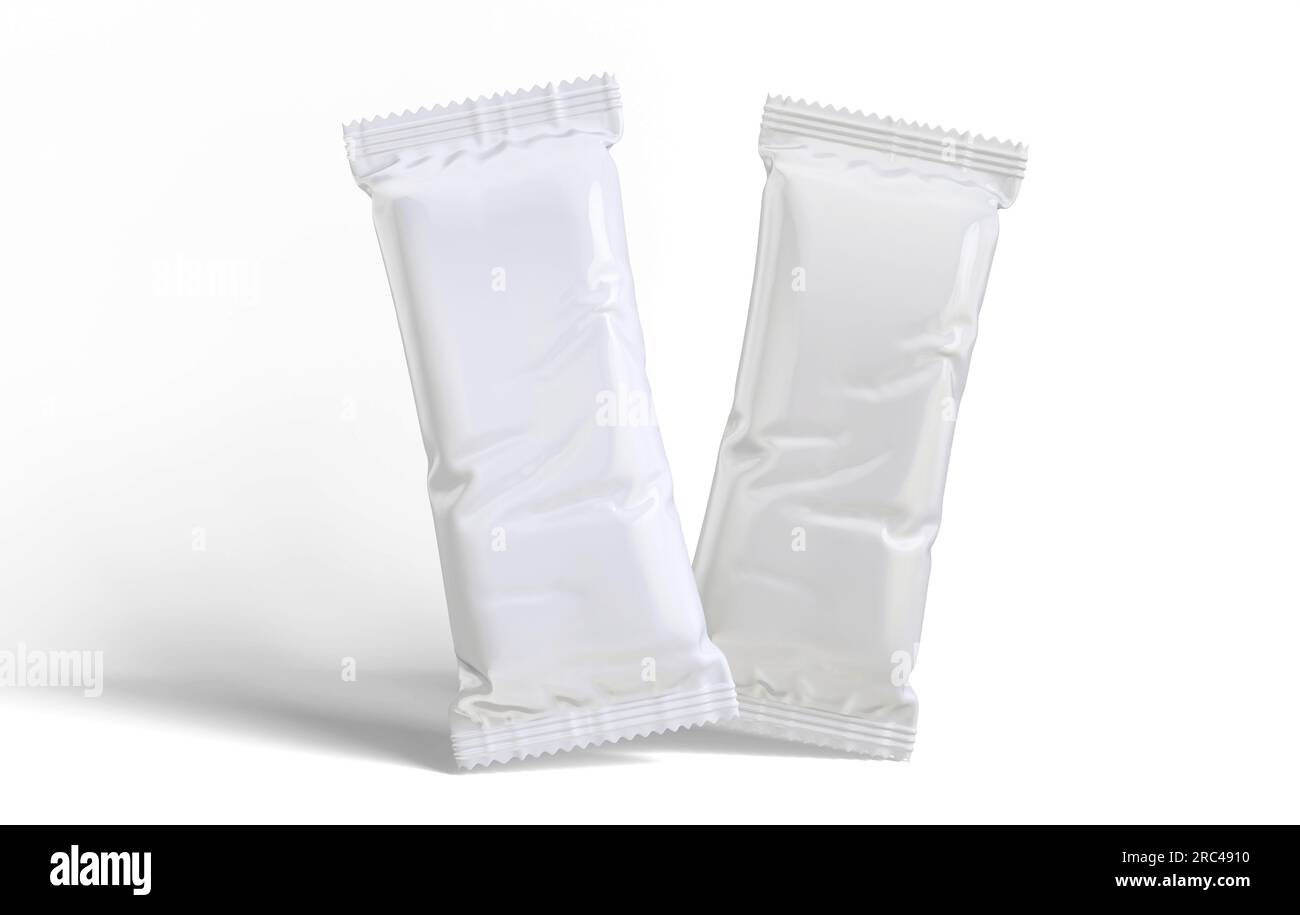 Protein bar package white color rendered with 3D software for using ...