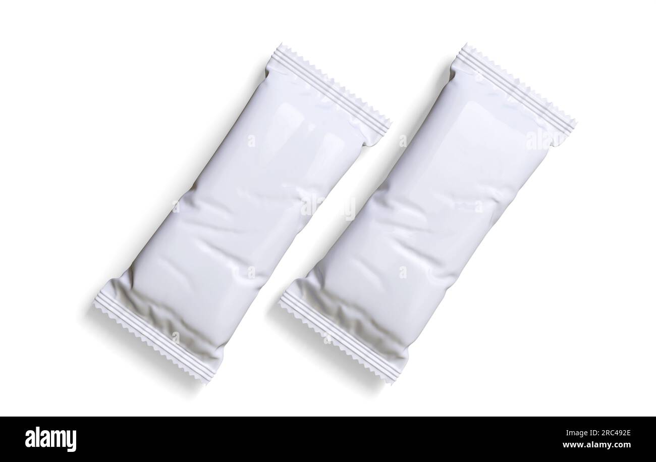 Protein bar package white color rendered with 3D software for using ...