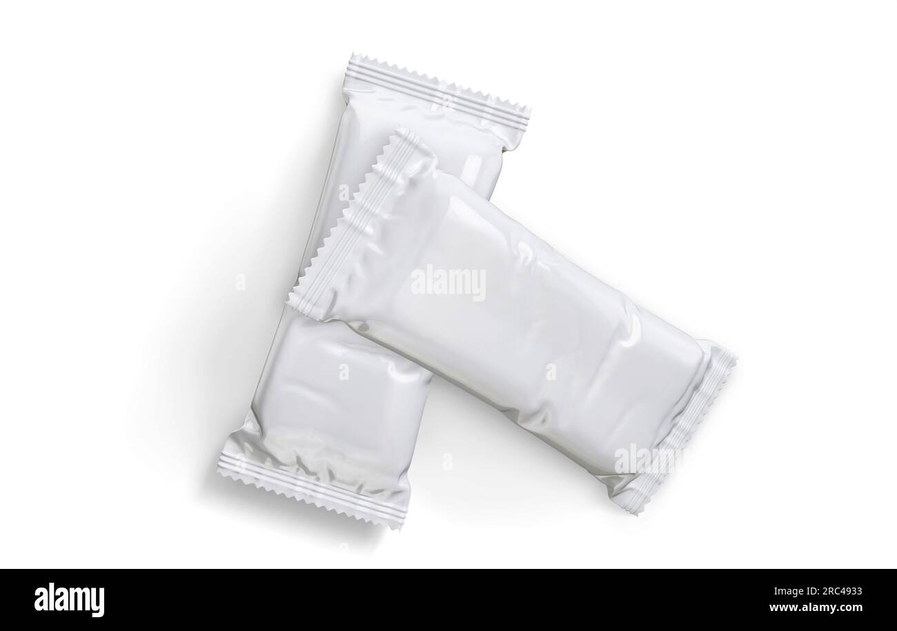 Protein bar package white color rendered with 3D software for using ...