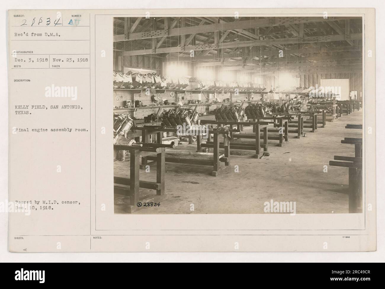 A photograph of the final engine assembly room at Kelly Field in San ...