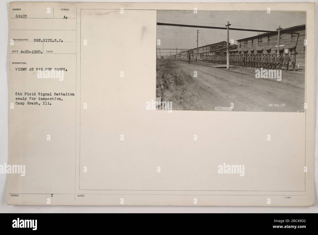 Soldiers from the 6th Field Signal Battalion at Camp Grant, Illinois ...