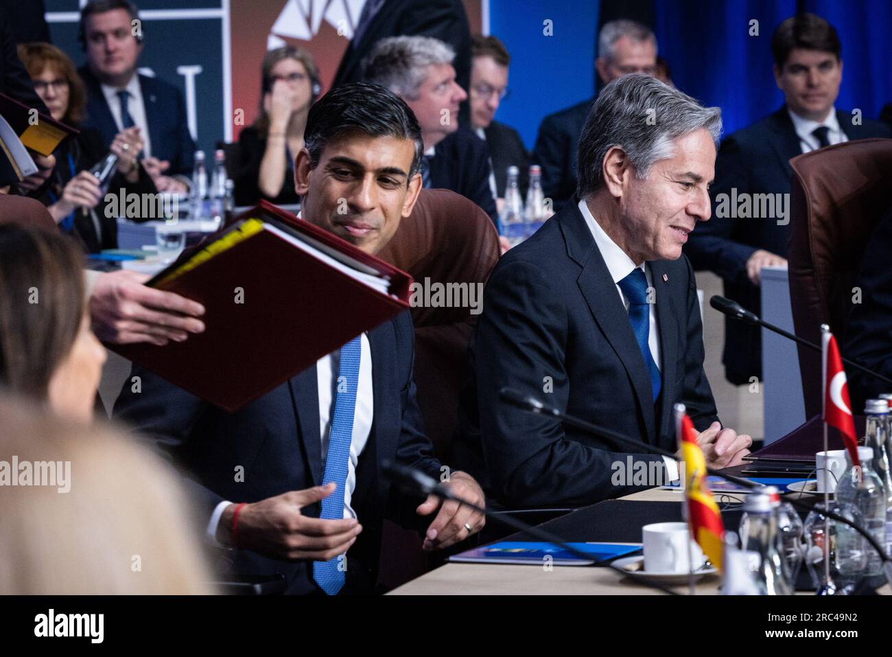 Vilnius, Lithuania. 12th July, 2023. Left to right: Rishi Sunak (UK ...
