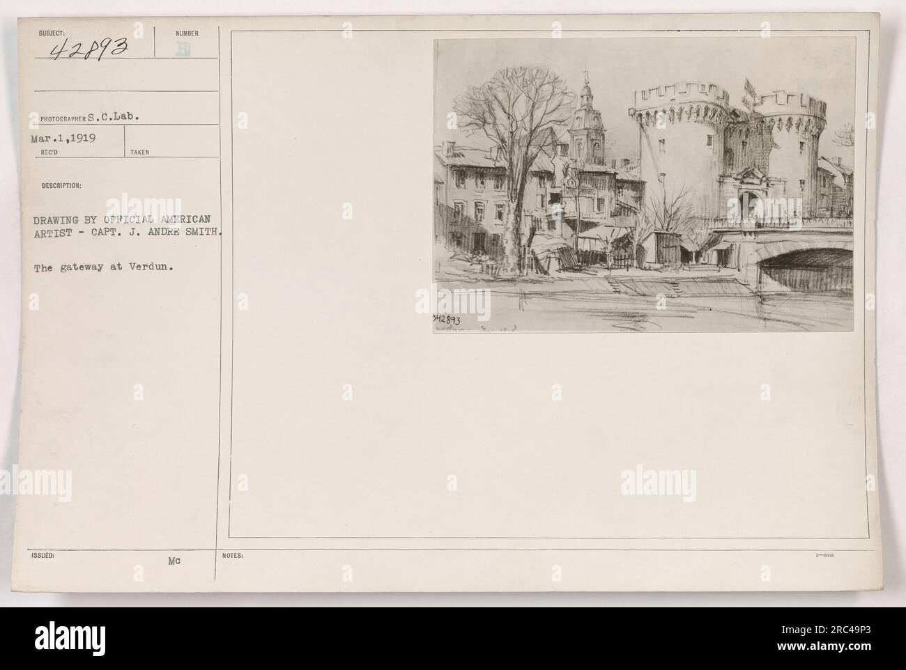 Image: The gateway at Verdun - Drawing by Captain J. Andre Smith, an ...