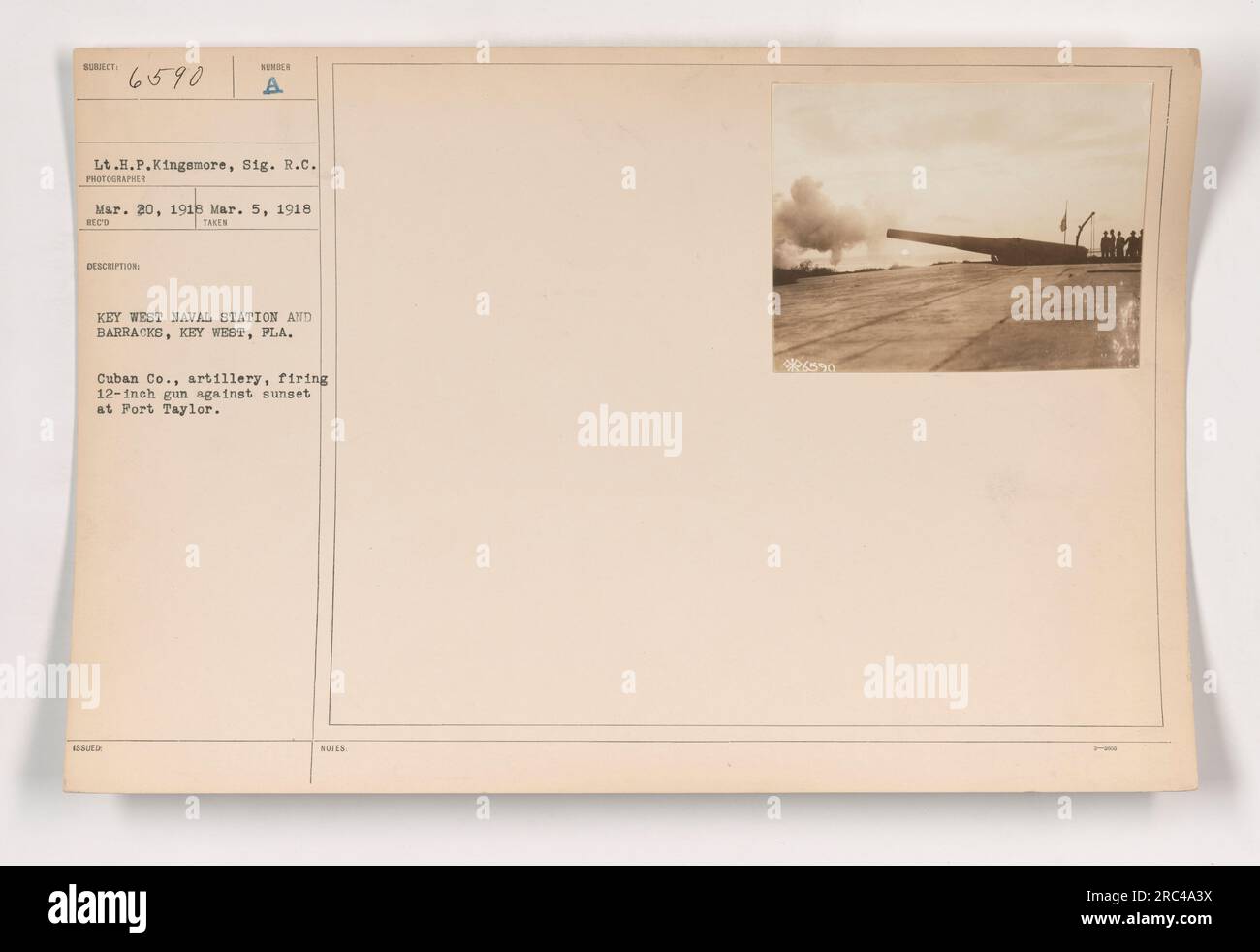 Cuban artillery at Key West Naval Station firing a 12-inch gun against ...