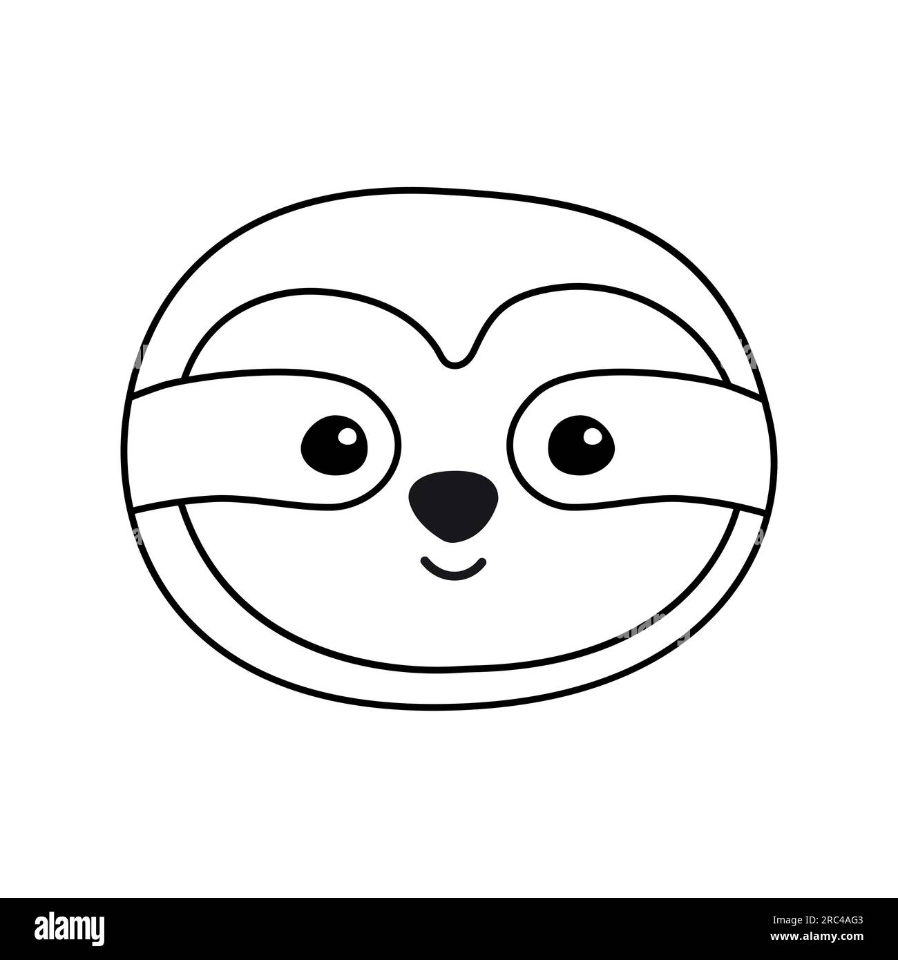 Vector flat hand drawn outline sloth face Stock Vector Image & Art - Alamy