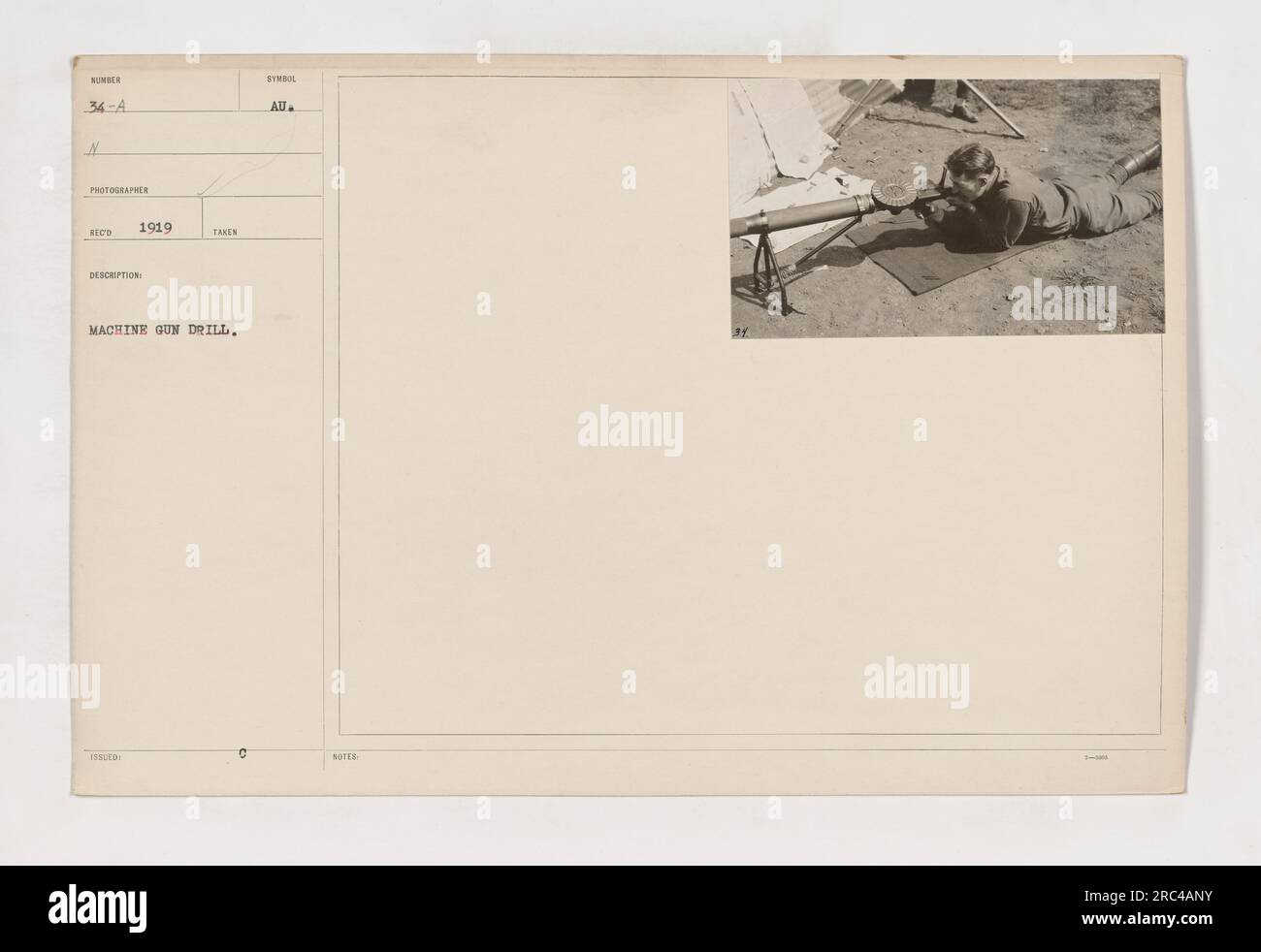 Soldiers participating in machine gun practice during World War I. The ...