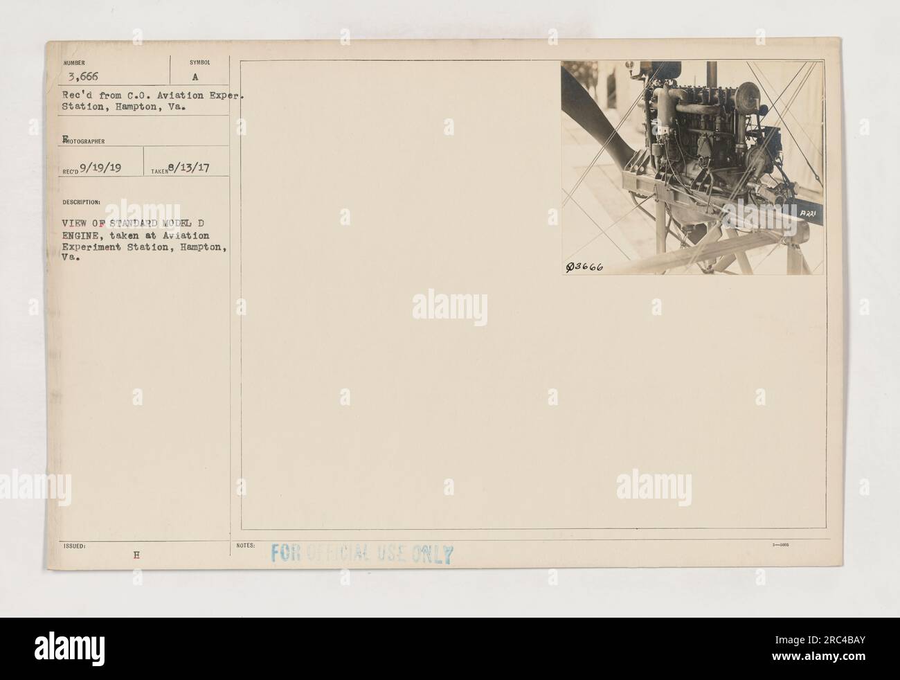 A photograph of a standard Model D engine at the Aviation Experiment ...