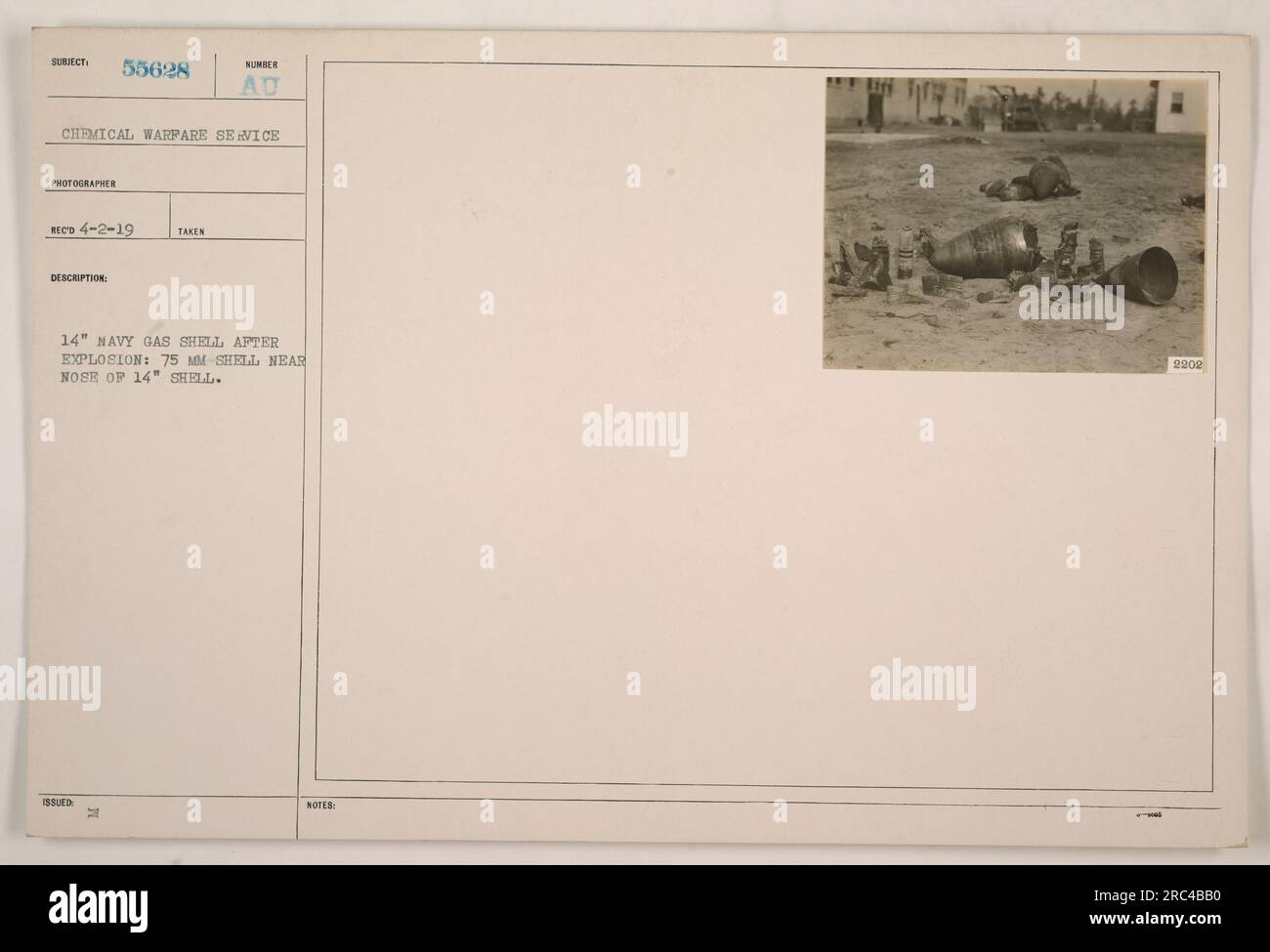 Caption: A 14-inch Navy Gas Shell is depicted after an explosion, while ...