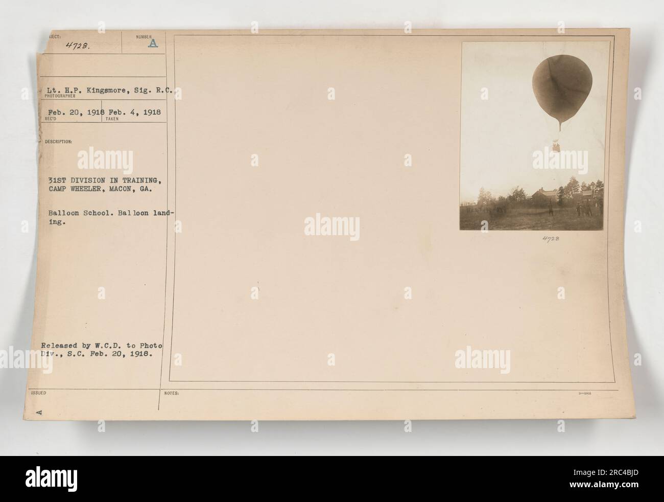 Lt. H.P. Kingsmore of the Signal Reserve Corps photographed the image ...