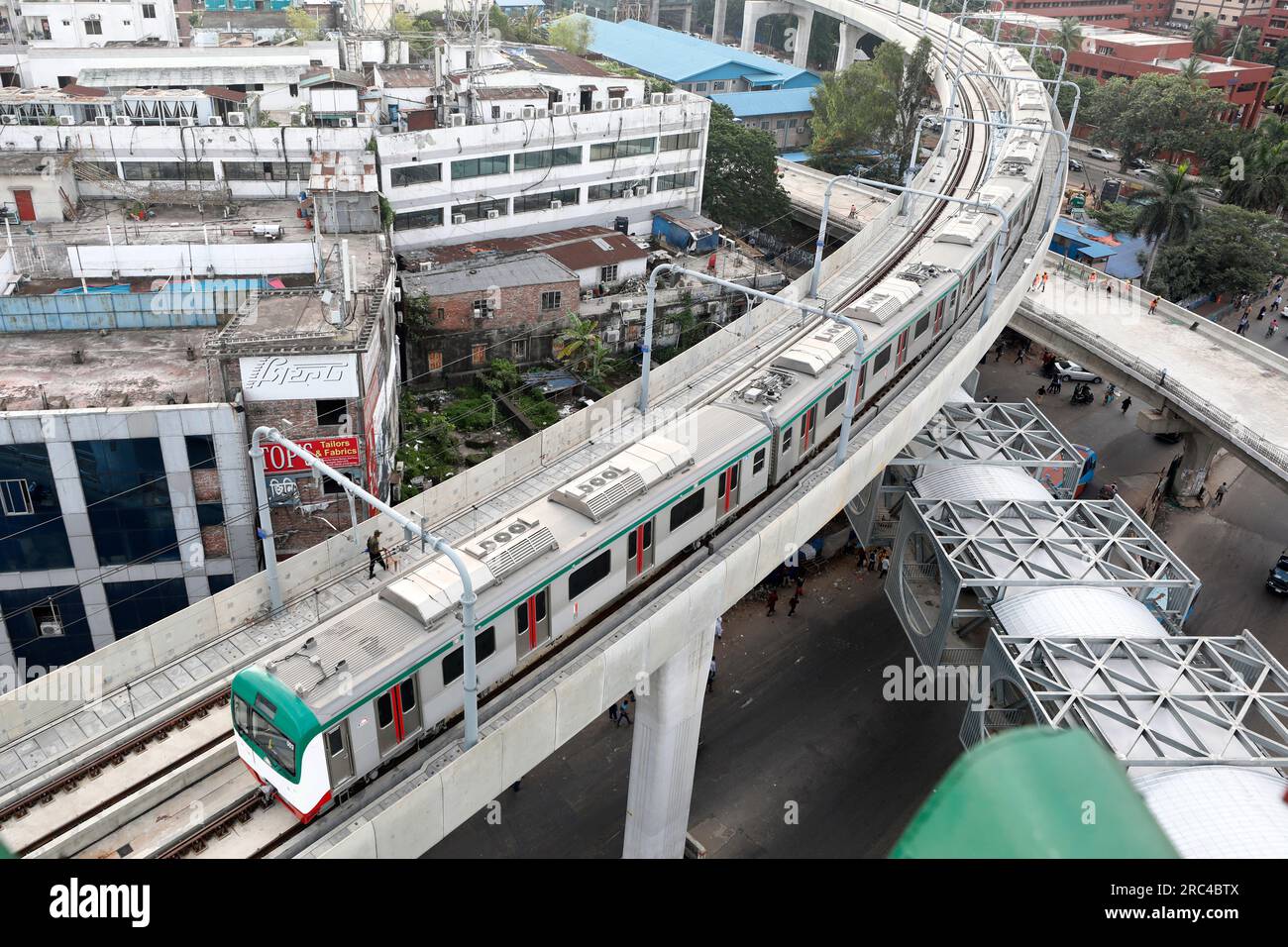 Dhaka, Bangladesh - July 12, 2023: After the launch of metro rail from ...