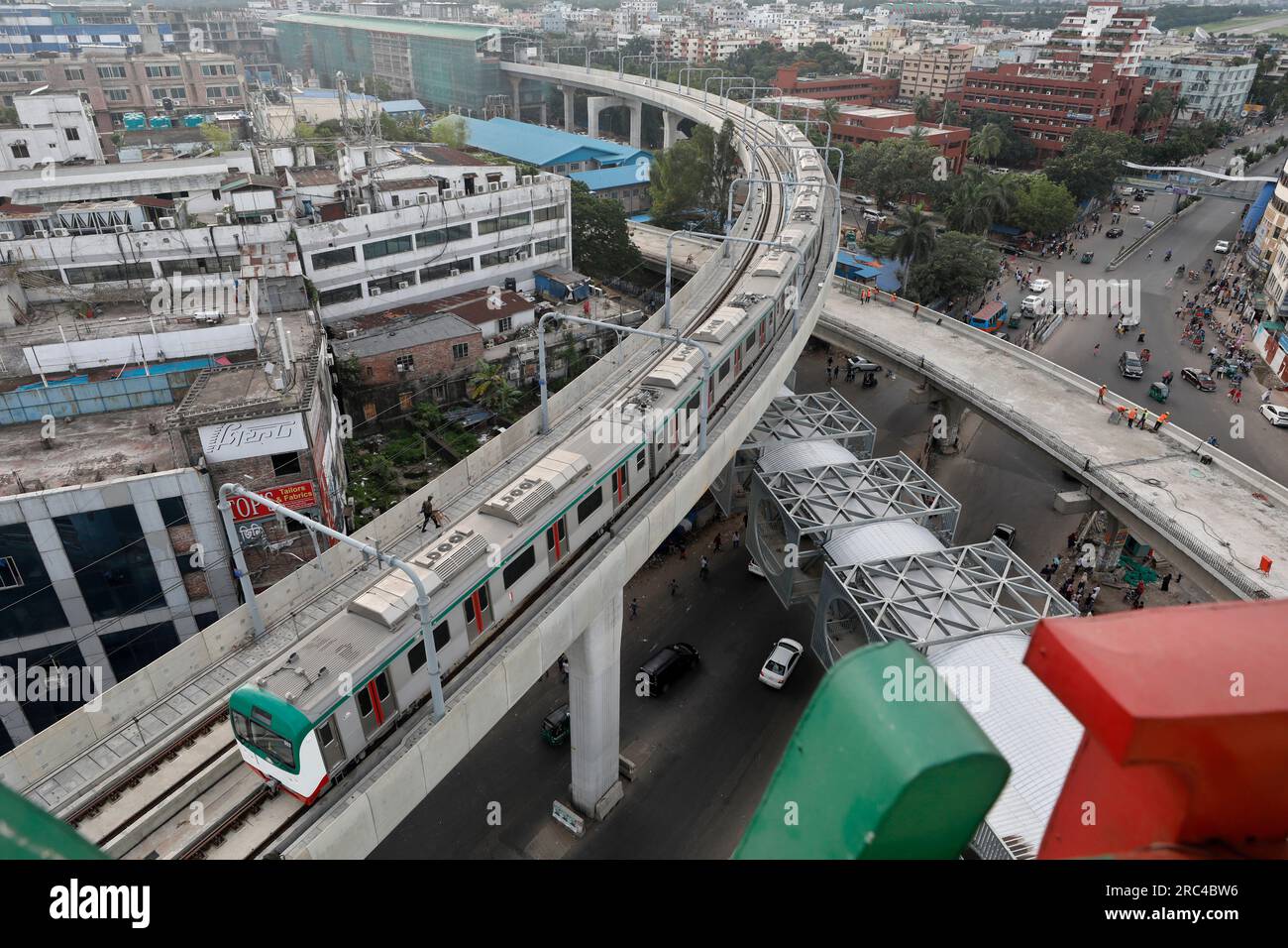 Dhaka, Bangladesh - July 12, 2023: After the launch of metro rail from ...