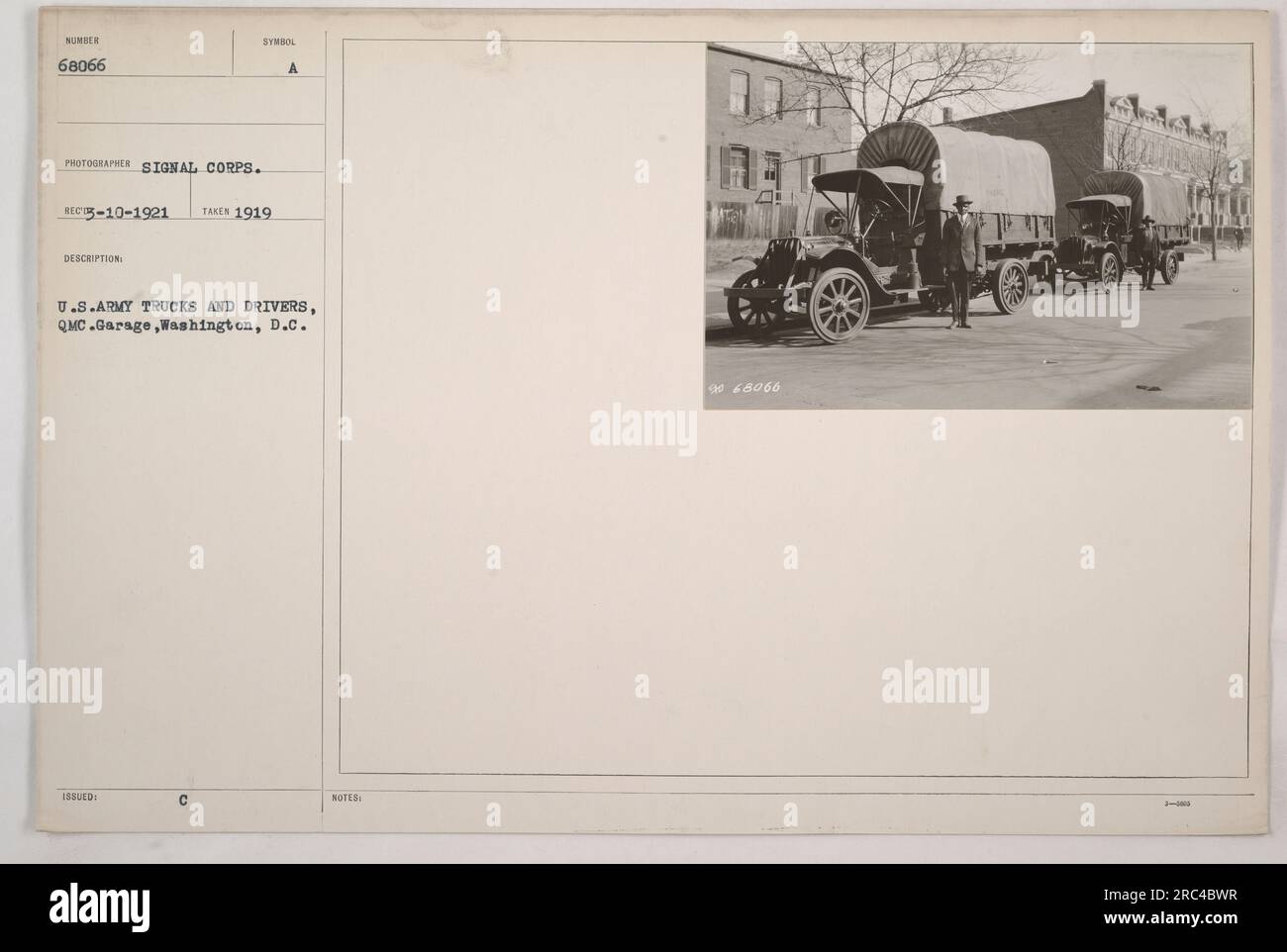 U.S. Army trucks and drivers stationed at the QMC Garage in Washington ...