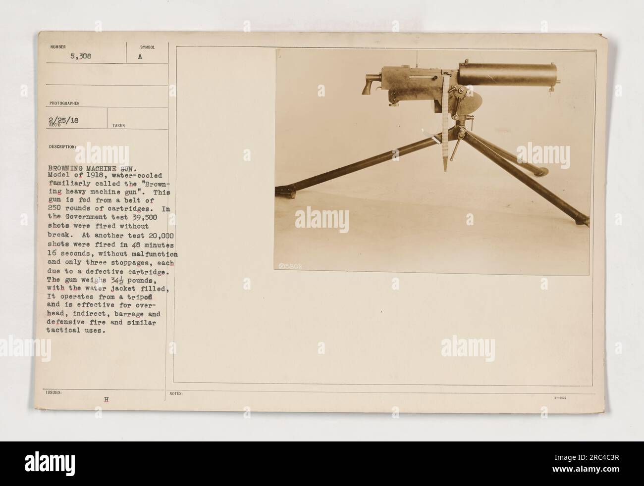 American soldier demonstrating the use of the Browning machine gun ...