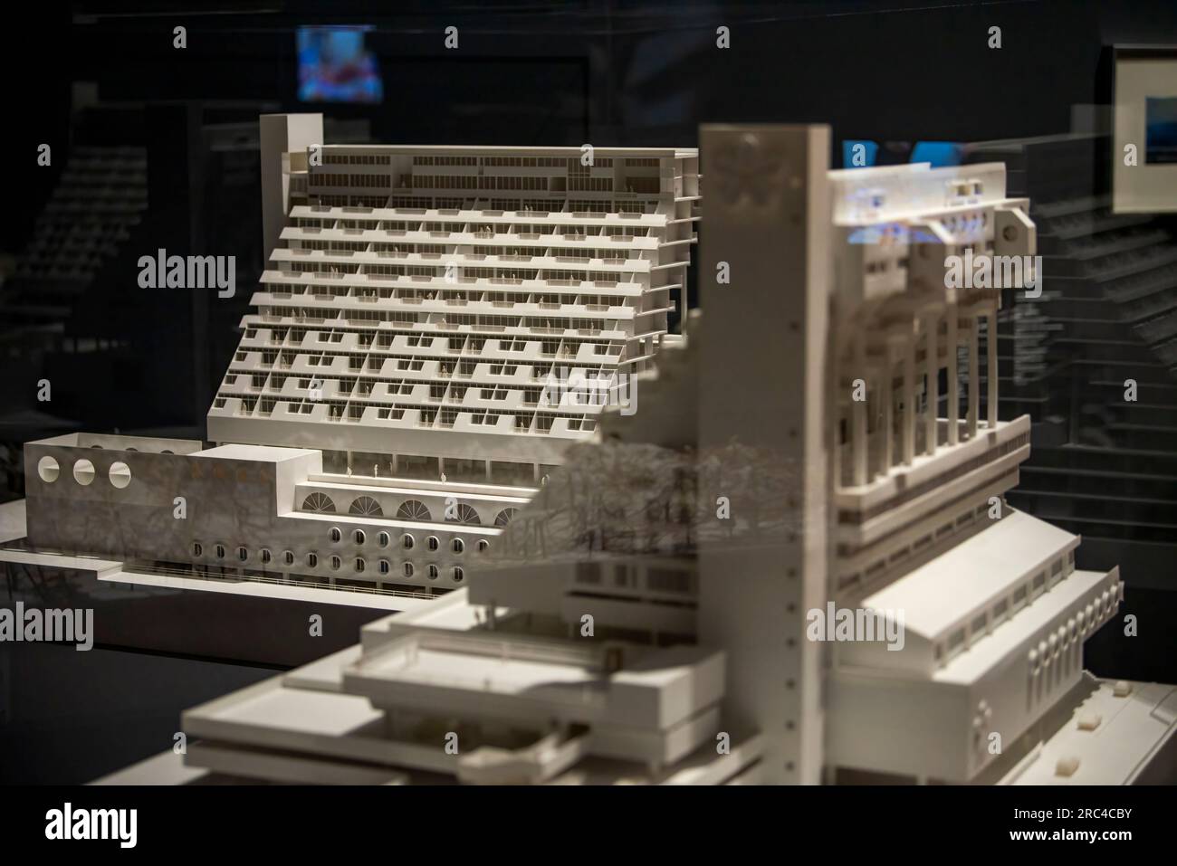 Plaster model of a modern building in the shape of a sailboat Stock ...