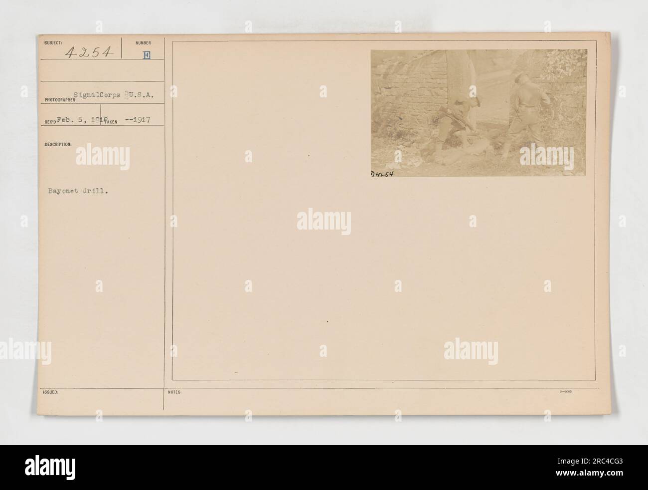 Soldiers engage in bayonet drill during World War One. The photo, numbered 111-SC-4254, was ...