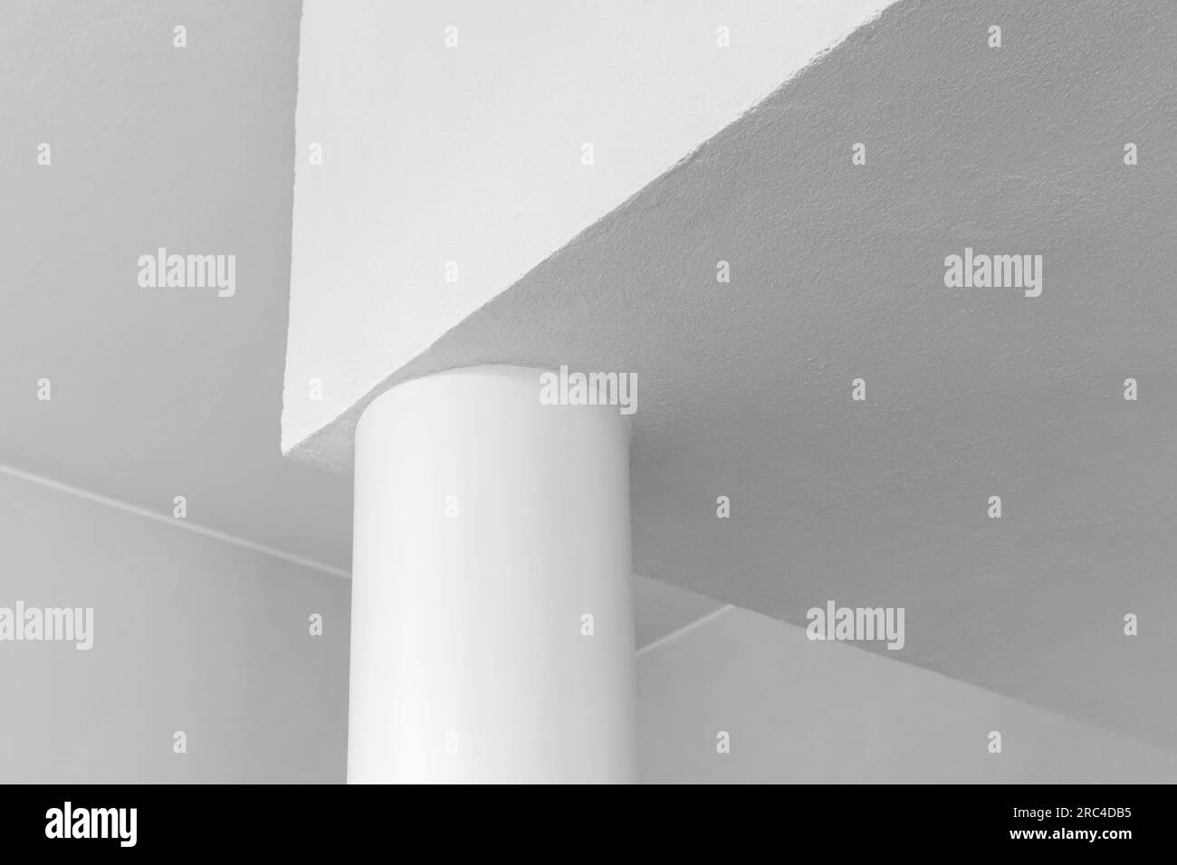 Empty abstract white minimal interior, niche corner with a round pillar ...