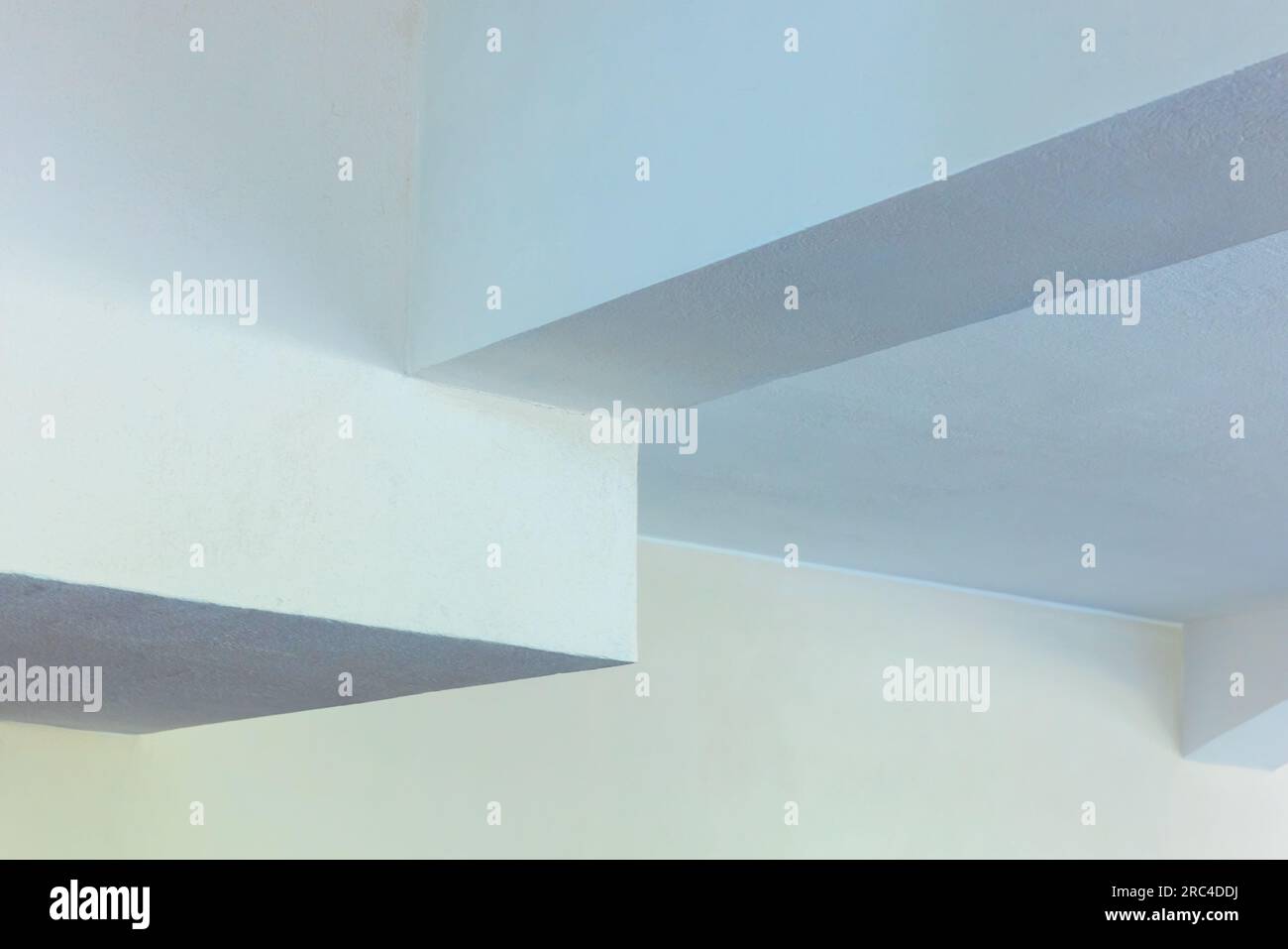 Abstract blue minimal architecture background, interior fragment with ...