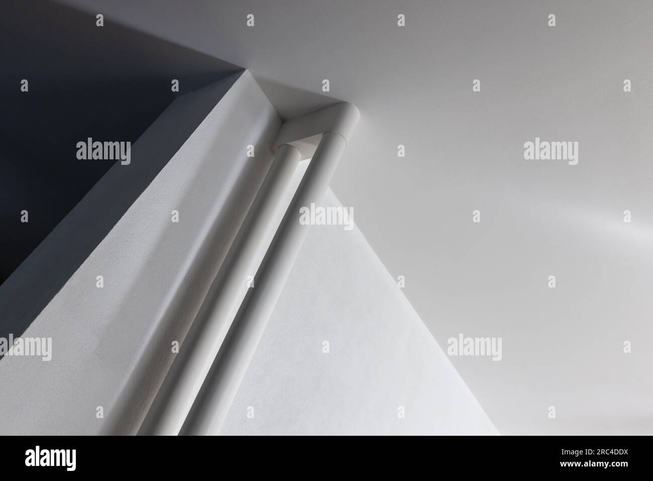 Abstract empty white minimal interior details, niche with a tube ...