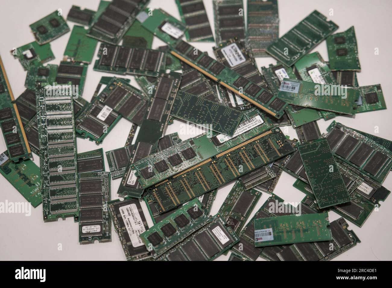 Various old computer motherboards and computer accessories Stock Photo ...