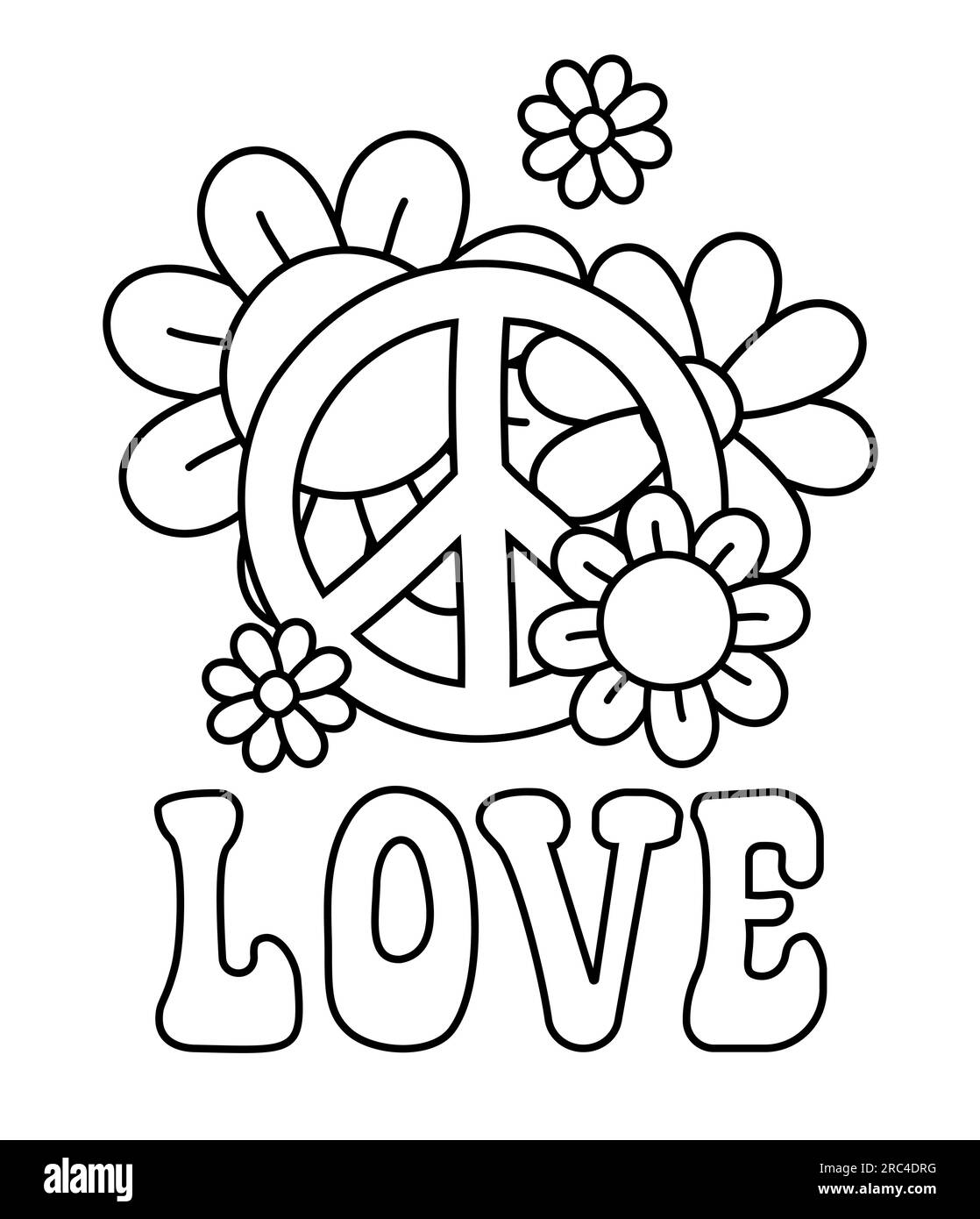 Vector groovy poster with flower love lettering Stock Vector Image ...