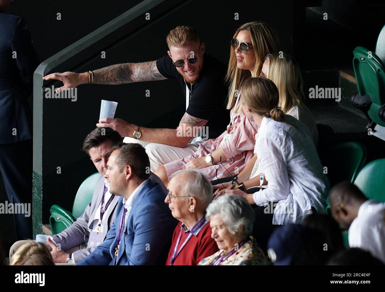 England cricket captain Ben Stokes watching the action on centre court ...