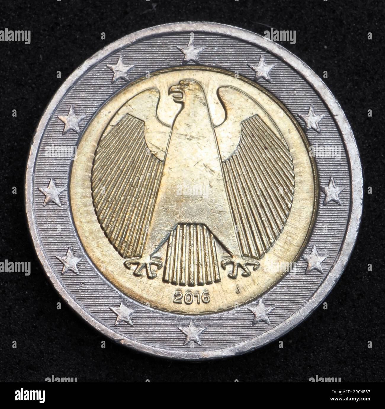 Back, national side of 2 Euro coin from Germany shows the emblem of the ...
