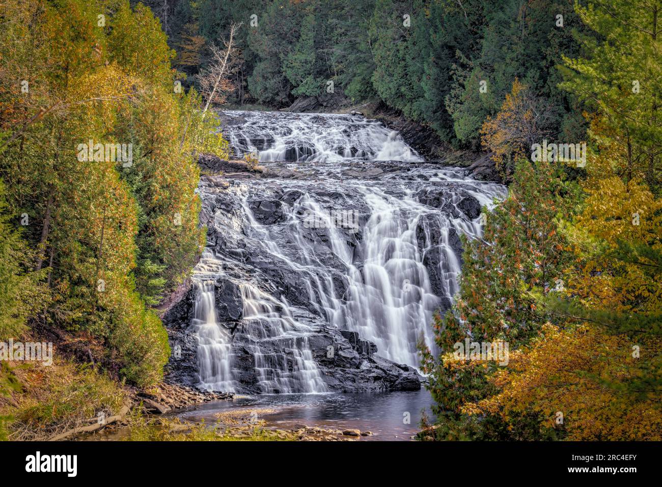 Potato River falls, a beautiful falls near Gurney Wisconsin, drops 90 feet into the potato river ...