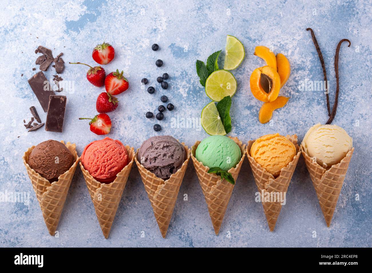Assortment of different taste of ice cream Stock Photo - Alamy