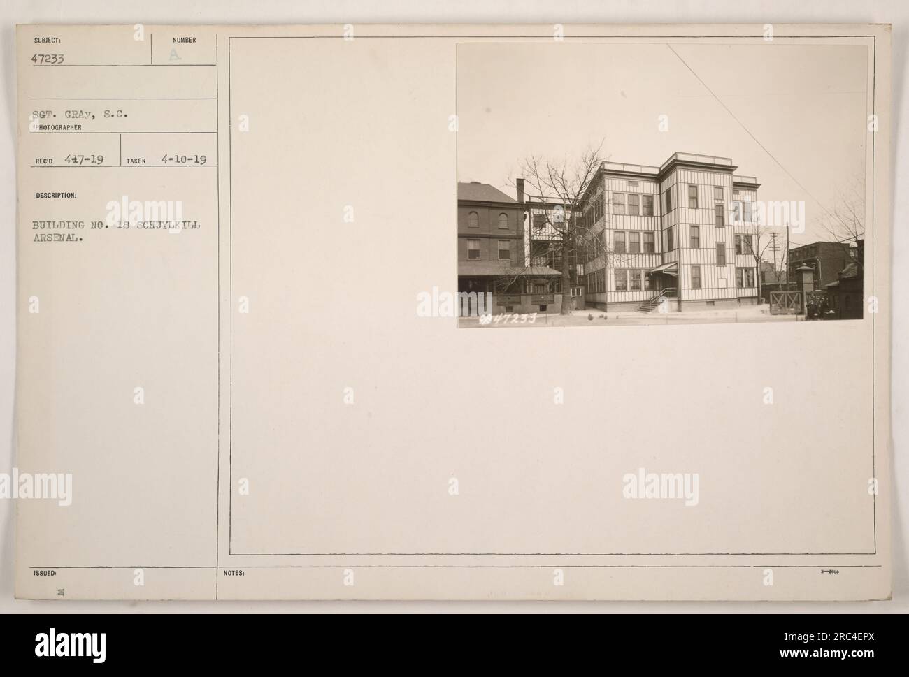 Building No. 18 at Schuylkill Arsenal. Sergeant Gray from SUBJECT 47233 ...