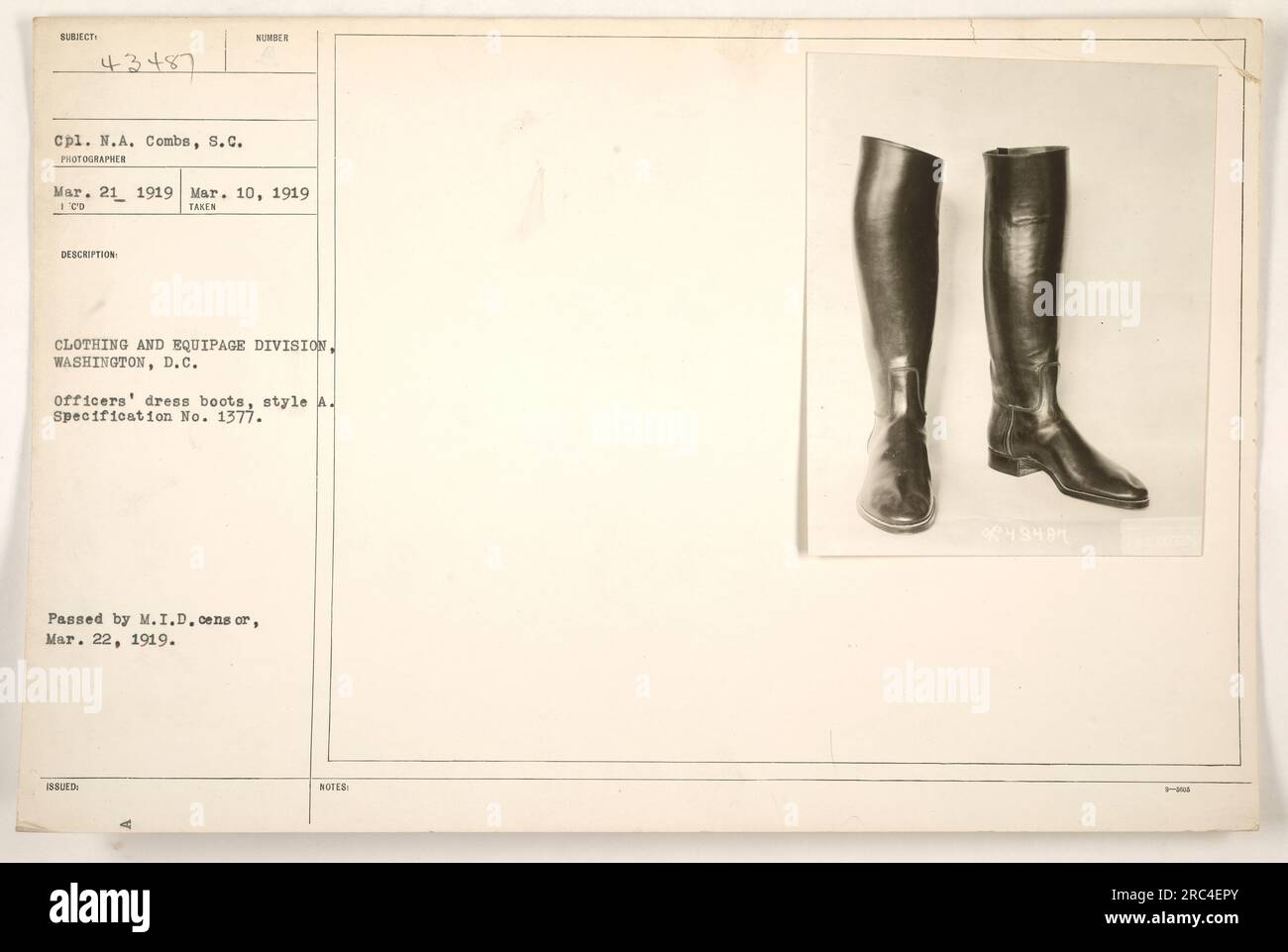 Cpl. N.A. Combs of the Clothing and Equipage Division in Washington, D ...