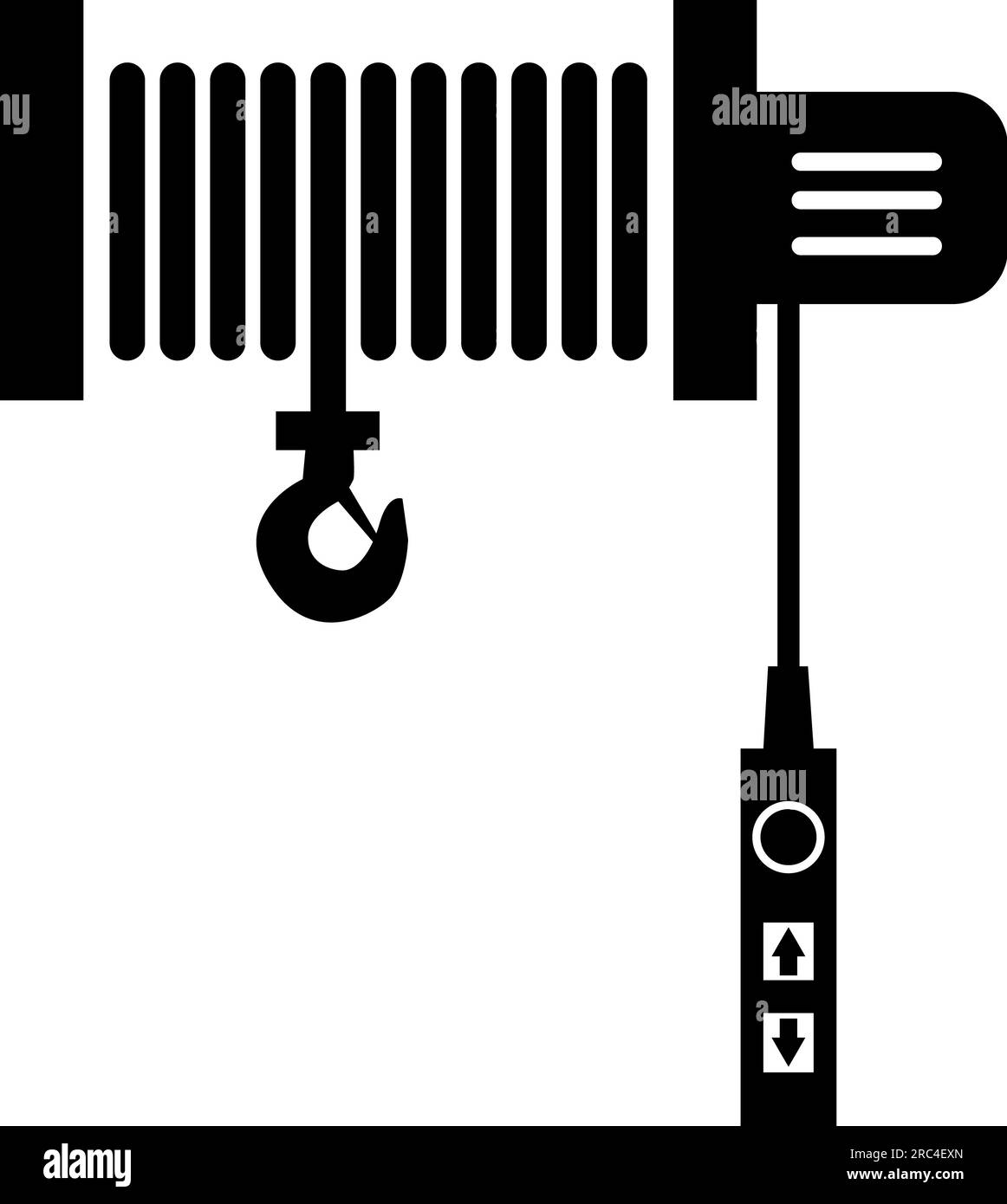 Electric hoist crane icon. Winch sign. Pulley hook symbol. flat style ...