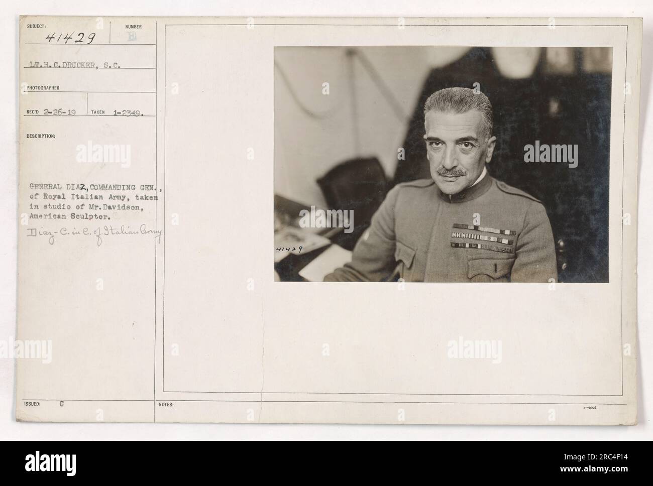 General Diaz, commanding general of the Royal Italian Army, is pictured ...