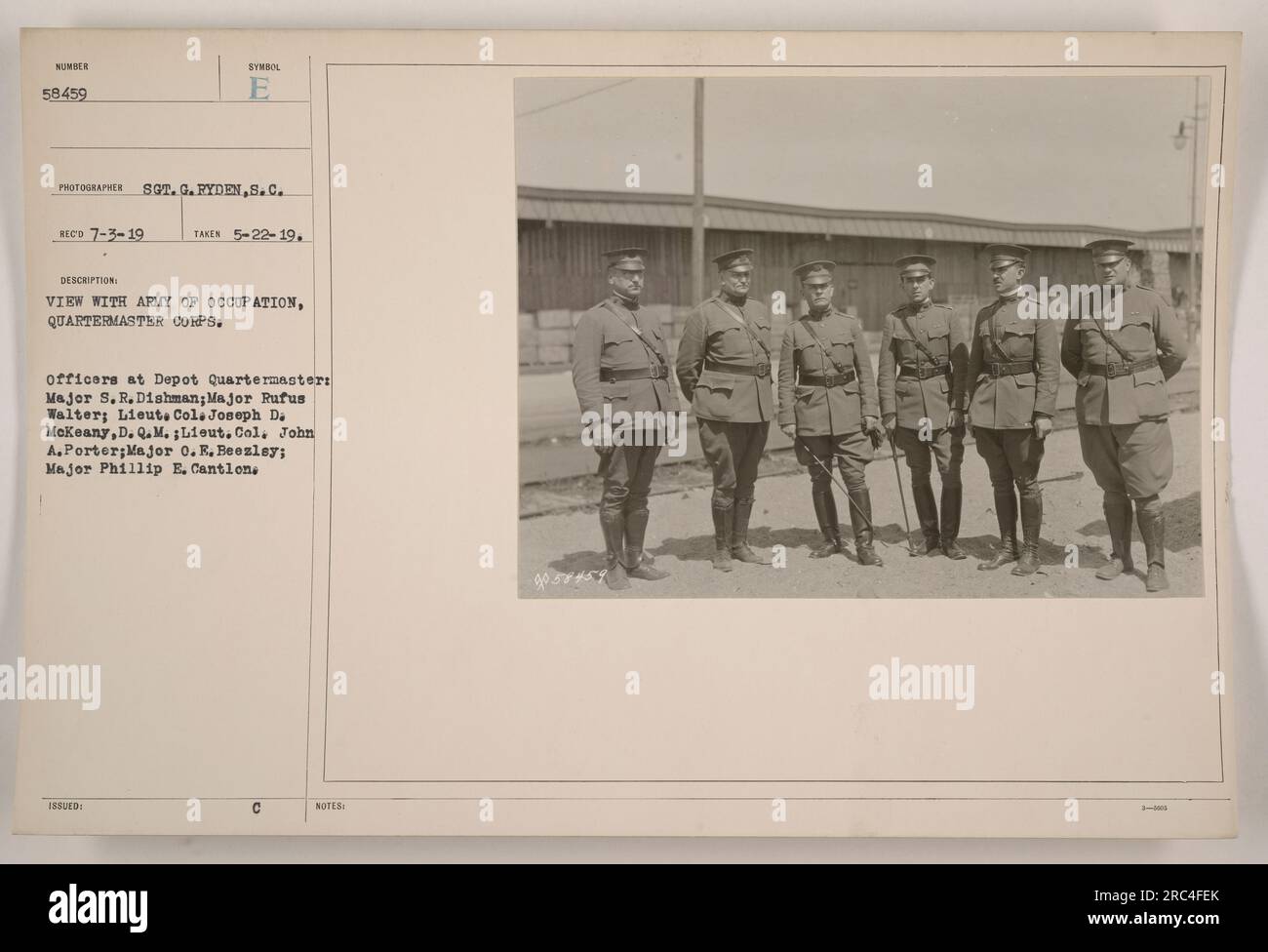 Group photograph of officers from the Army of Occupation, Quartermaster ...