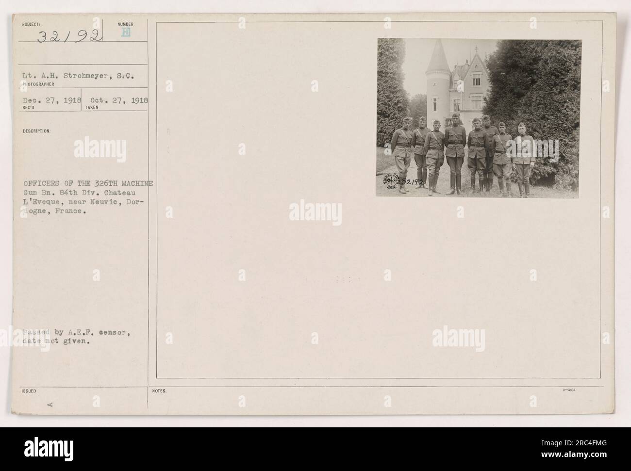 Group photograph of officers from the 326th Machine Gun Bn. of the 84th ...